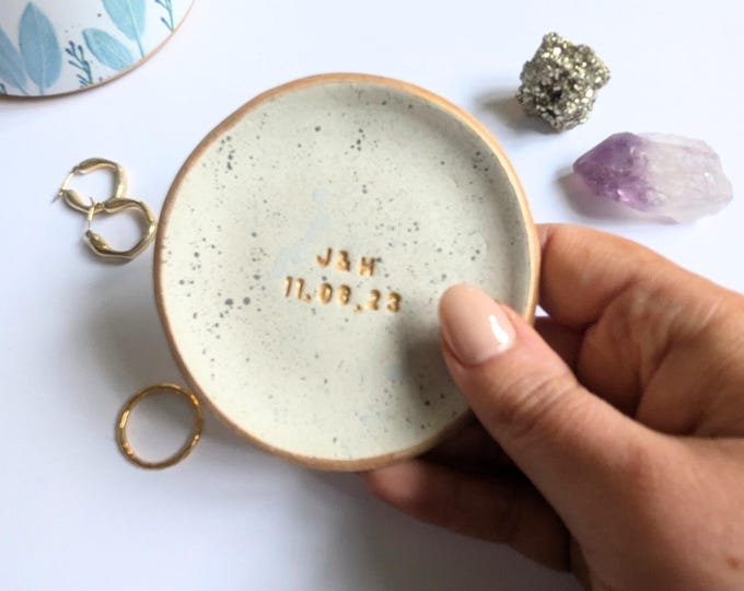 Handmade Personalised Ring Dish With Initials and Date, Wedding Gift ...