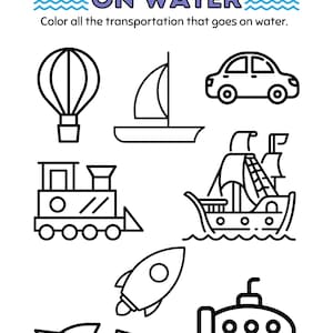 Transportation Color Activity | Cars | Transportation on Water ...