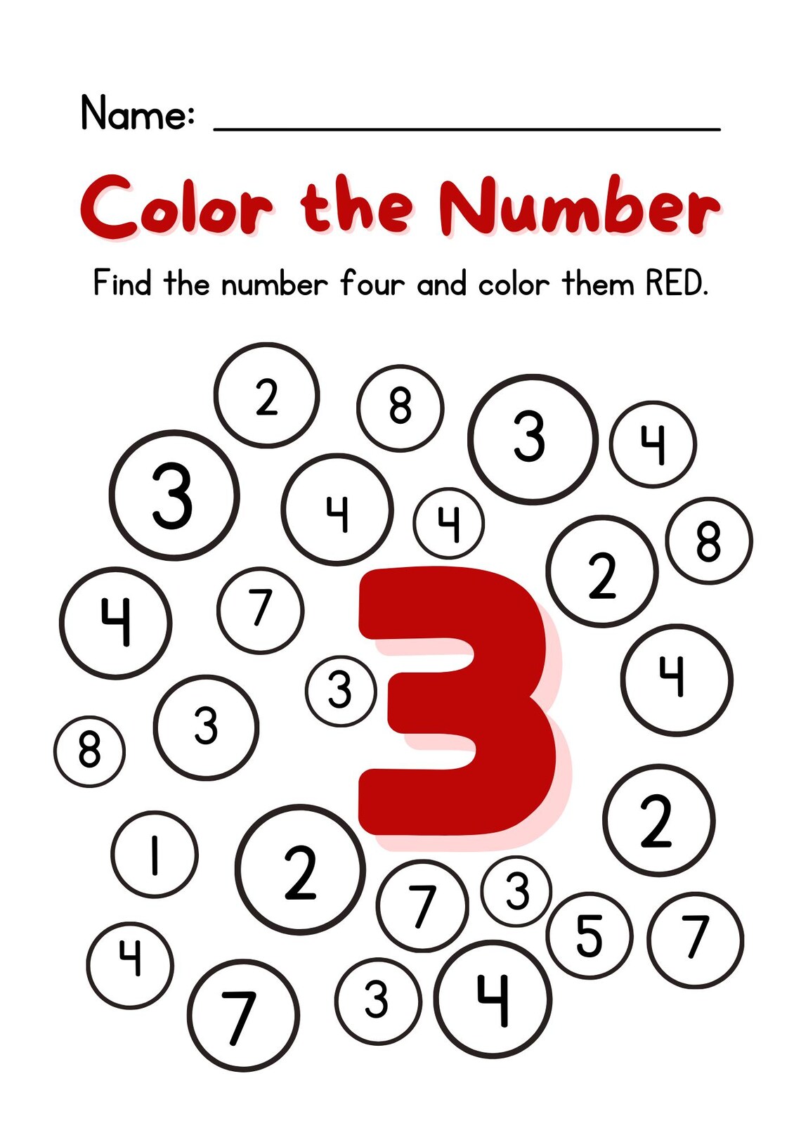 Colorful Preschool Math Number Practice Worksheet | Number Practice for ...