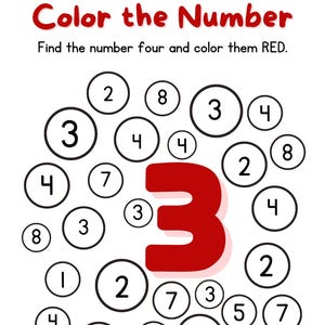 Colorful Preschool Math Number Practice Worksheet | Number Practice for ...