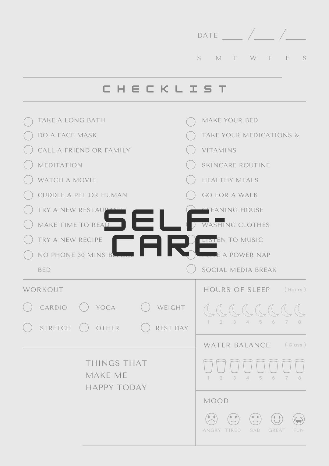 Self-care Planner | Personal Care Schedule | Health Management Journal ...