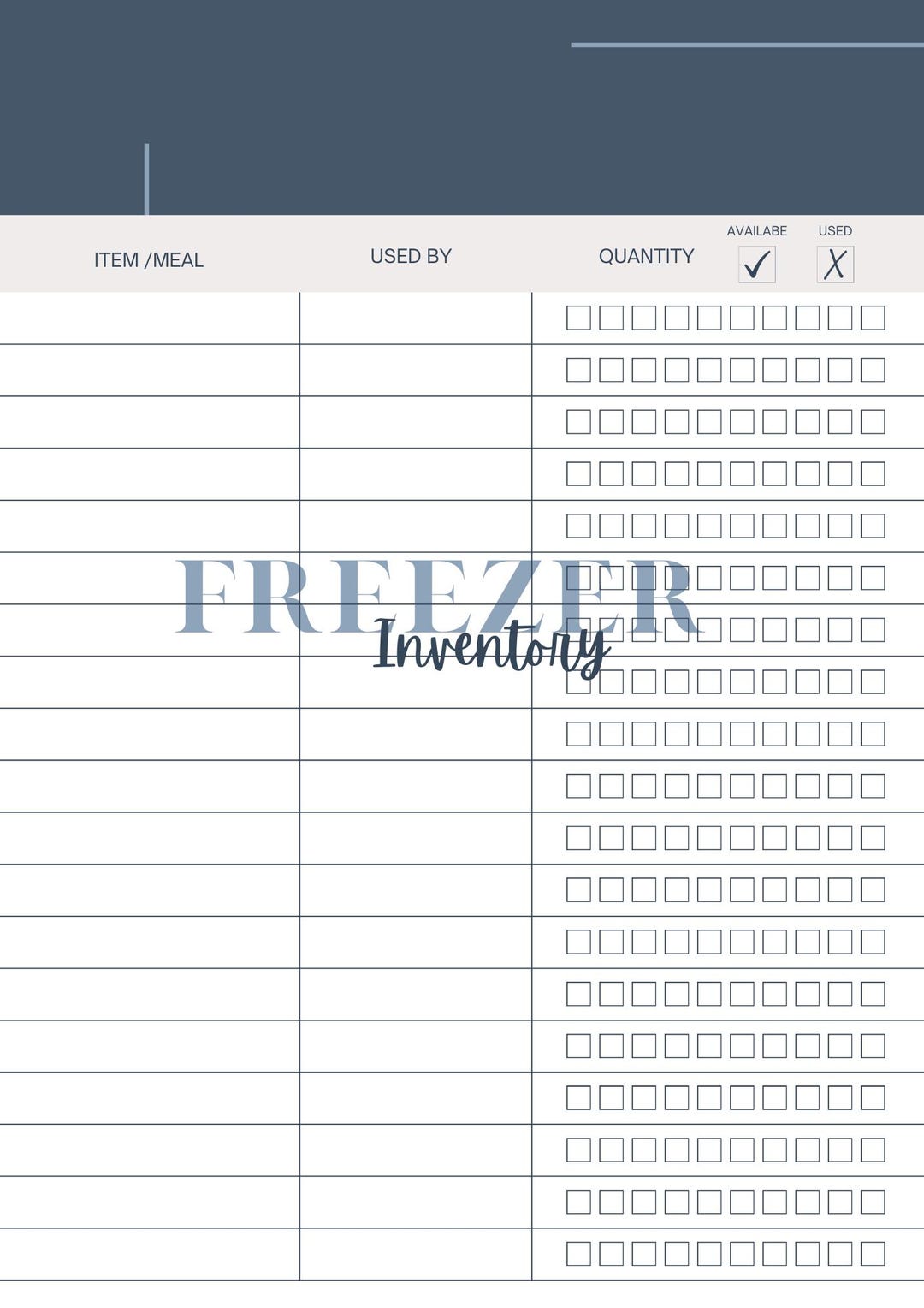 Freezer Inventory | Freezer Supply Tracker | Freezer Food Inventory - Etsy