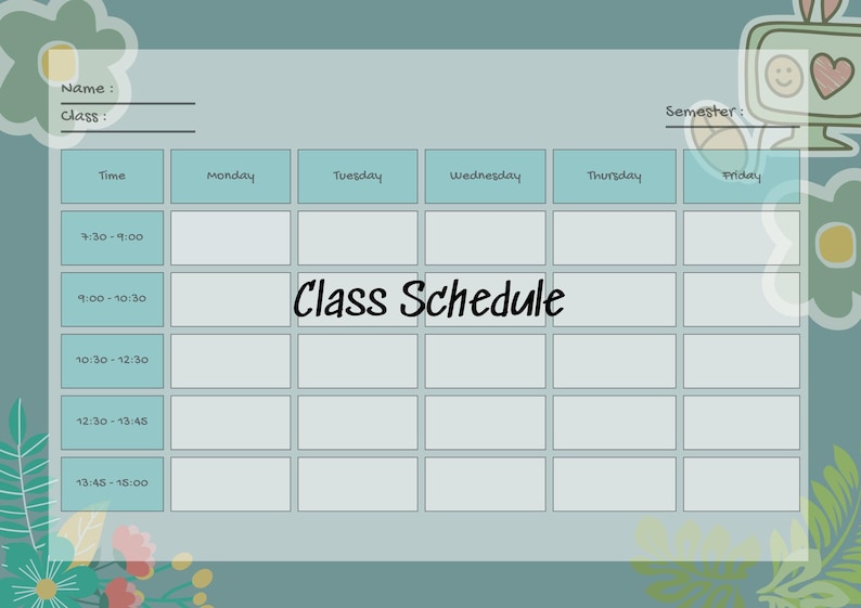Class Schedule / Class Timetable / Class Itinerary - Etsy