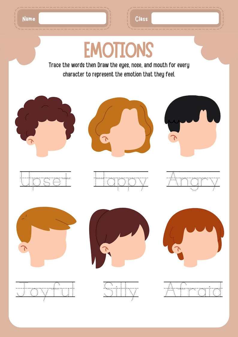 Dfy/done for You Draw Emotions Worksheet | Drawing Worksheet | Face ...