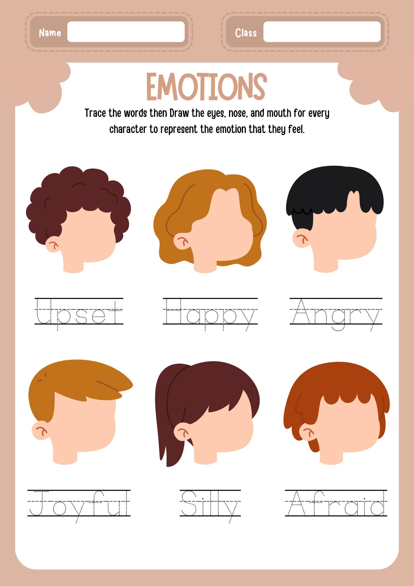 Dfy/done for You Draw Emotions Worksheet | Drawing Worksheet | Face ...