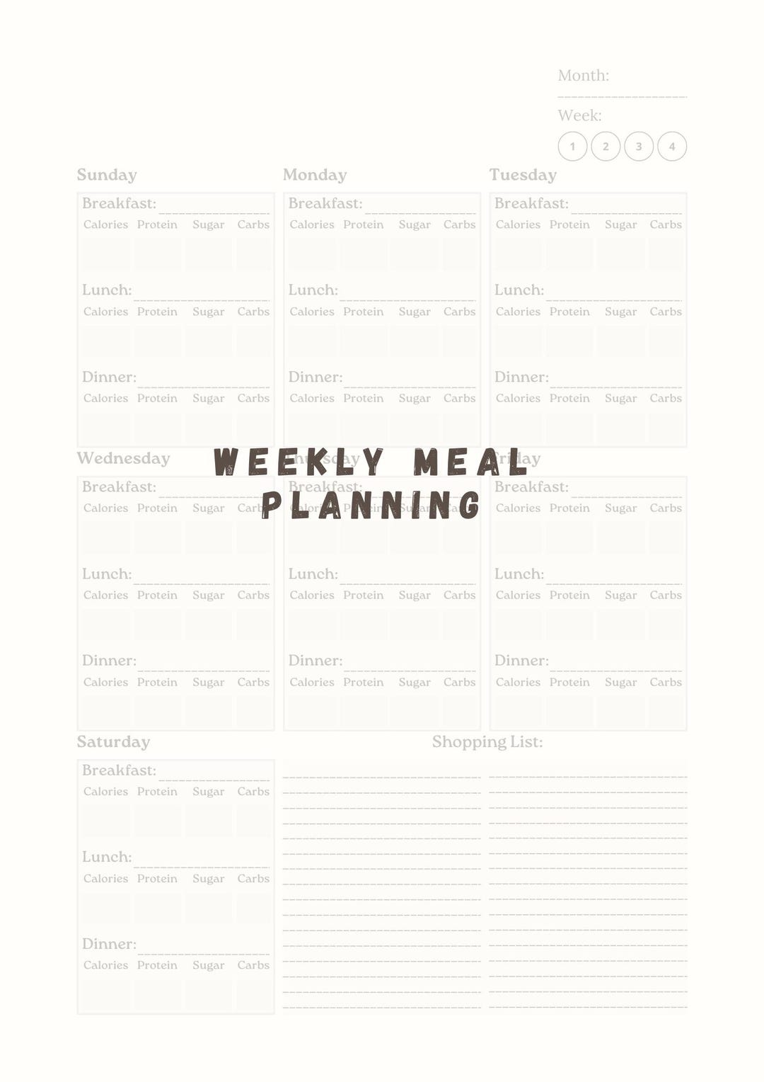 Weakly Meal Planning | Weekly Menu Planner | Meal Plan Calendar - Etsy