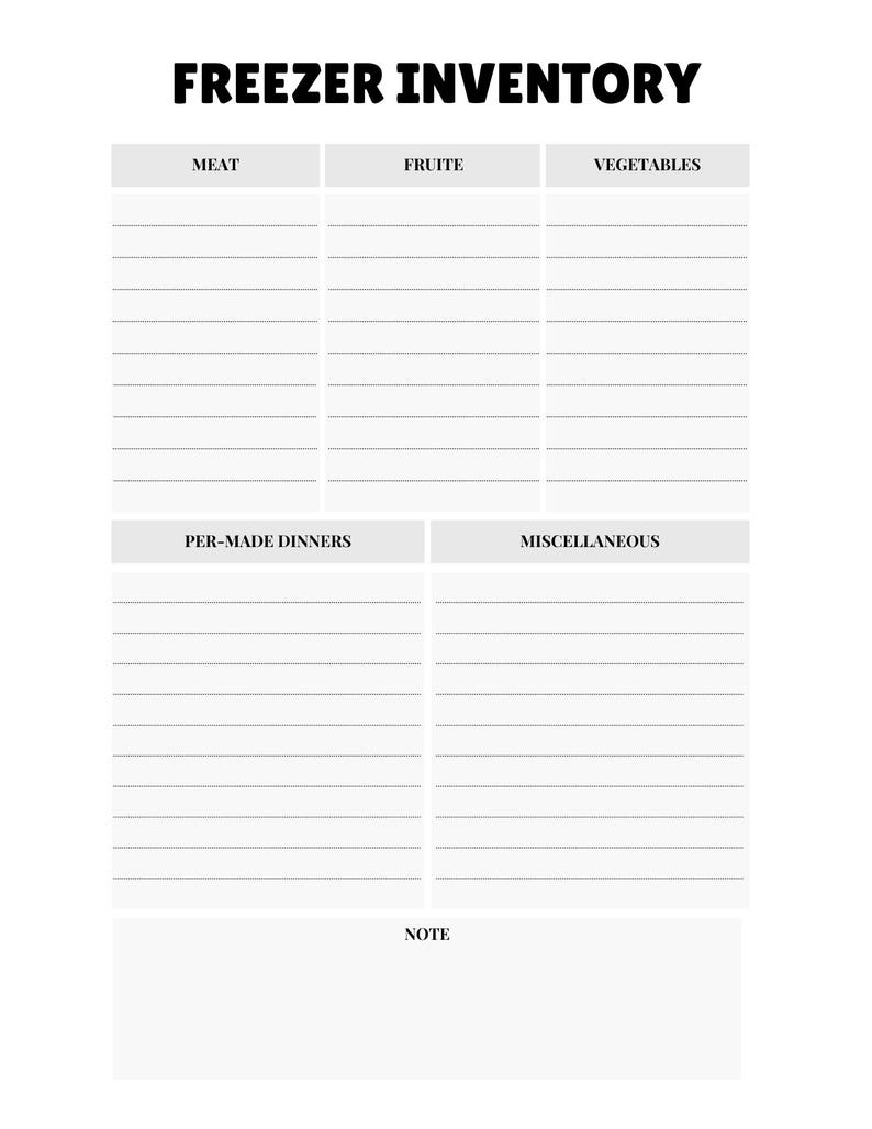 Freezer Inventory | Cold Storage Inventory | Freezer Contents - Etsy