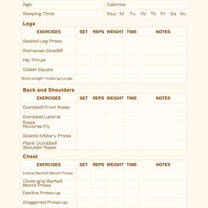 Dfy/done for You Fitness Log | Workout Log Planner | Exercise Routine ...
