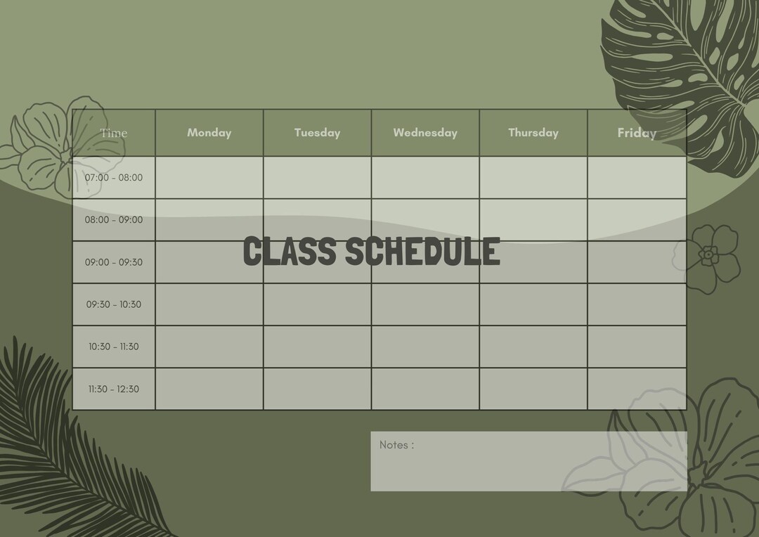 Class Schedule / Academic Calendar / Weekly Planner - Etsy