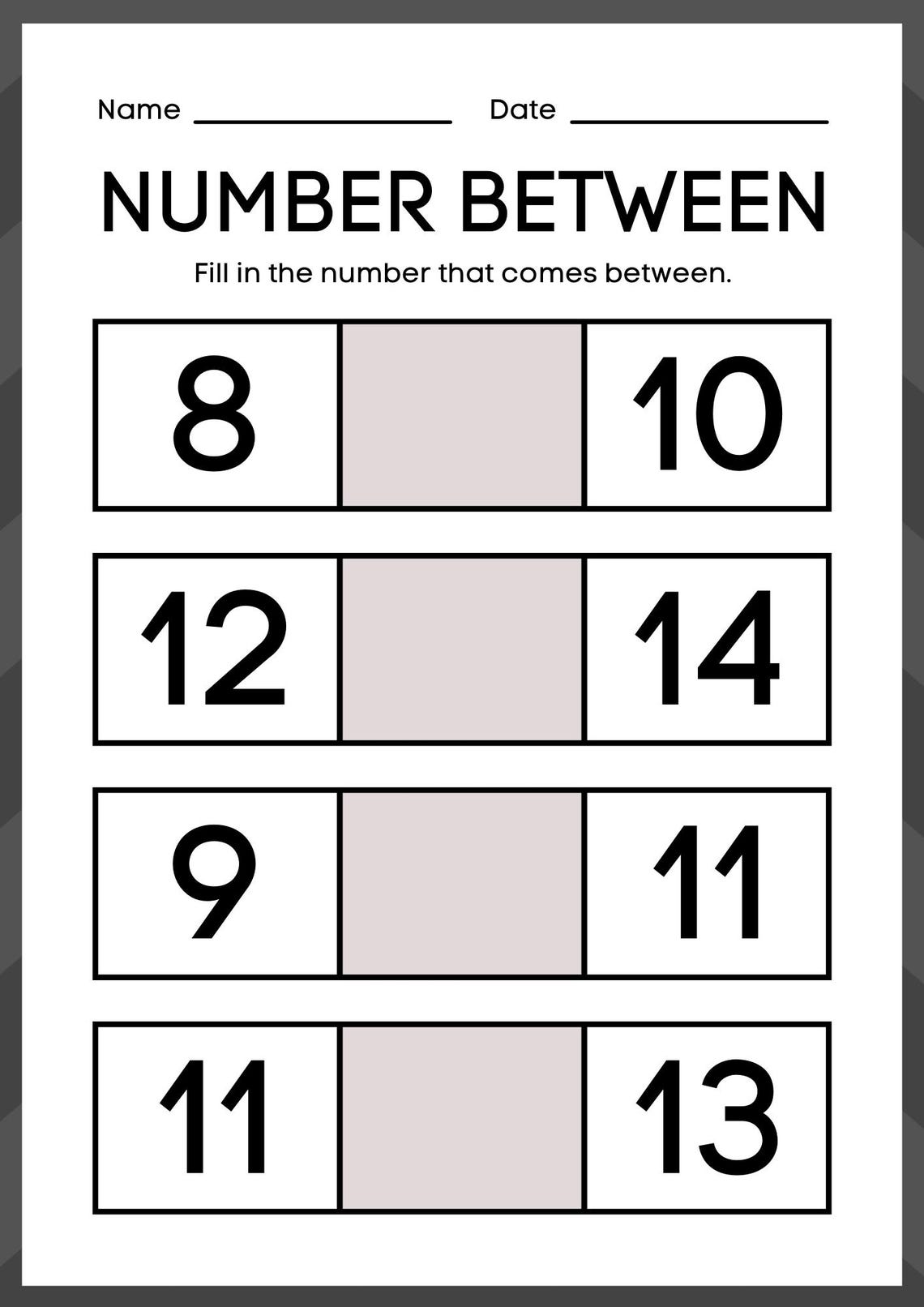 Number Between Activity Worksheet for Kids | Numbers | Counting ...