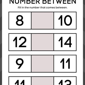 Number Between Activity Worksheet for Kids | Numbers | Counting ...