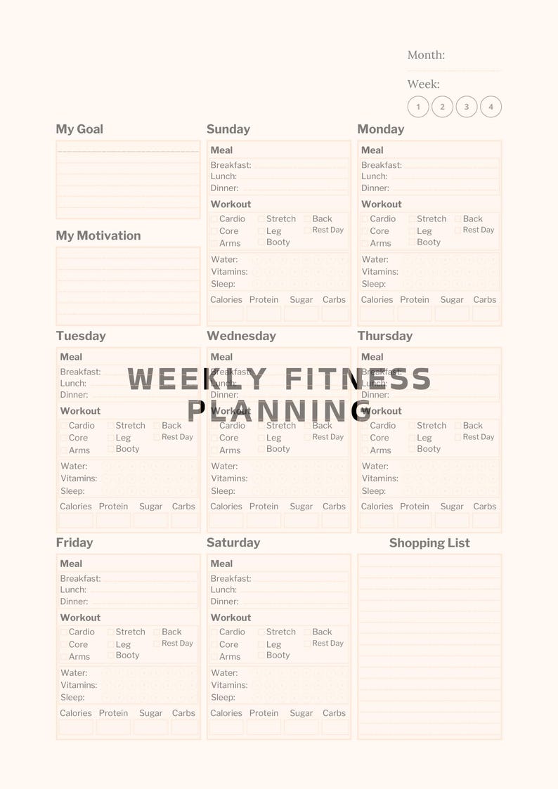 Workout Planner | Fitness Organizer | Training Program - Etsy