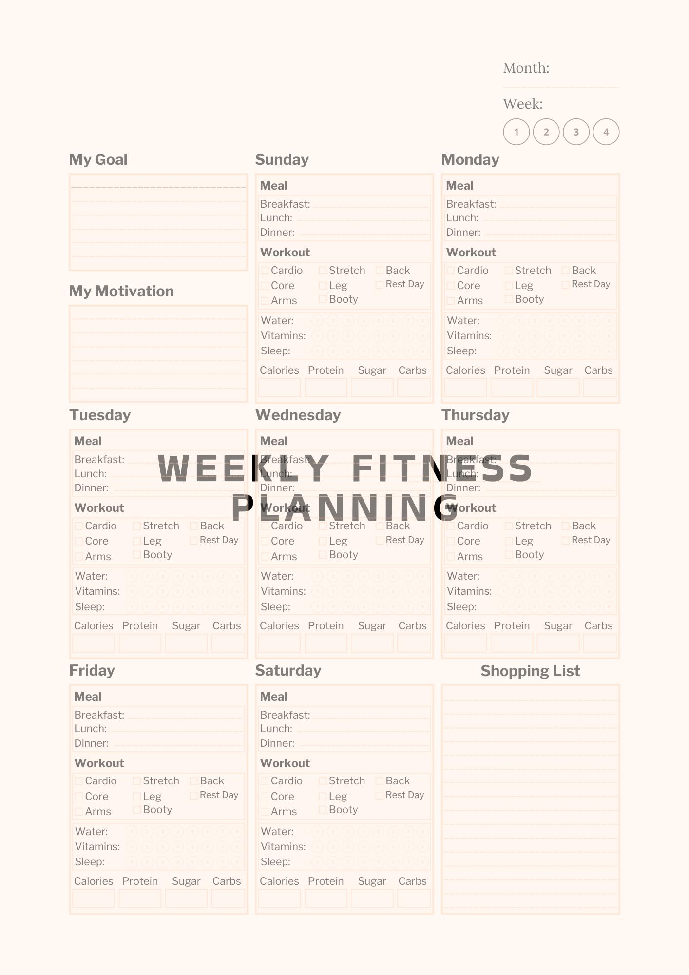 Workout Planner | Fitness Organizer | Training Program - Etsy