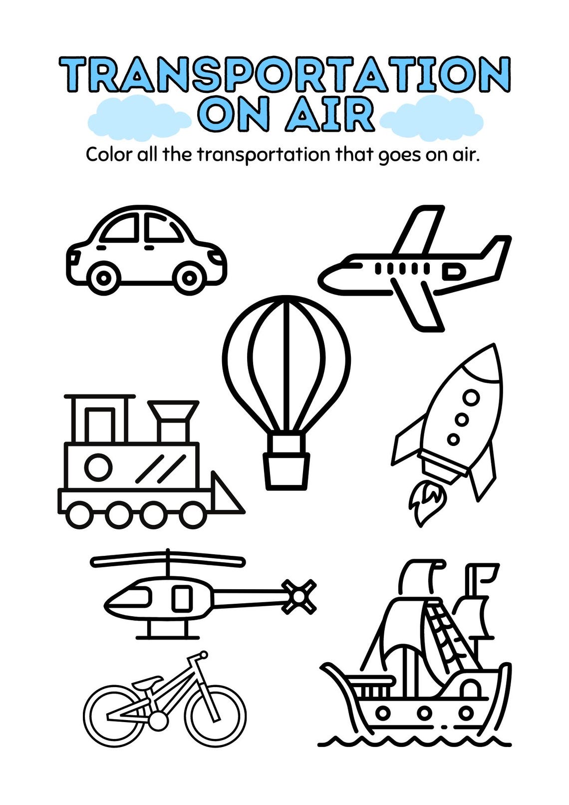 Transportation Color Activity | Cars | Transportation on Water ...
