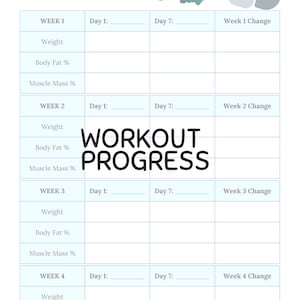 Workout Progress Planner | Fitness Progress Tracker | Training ...