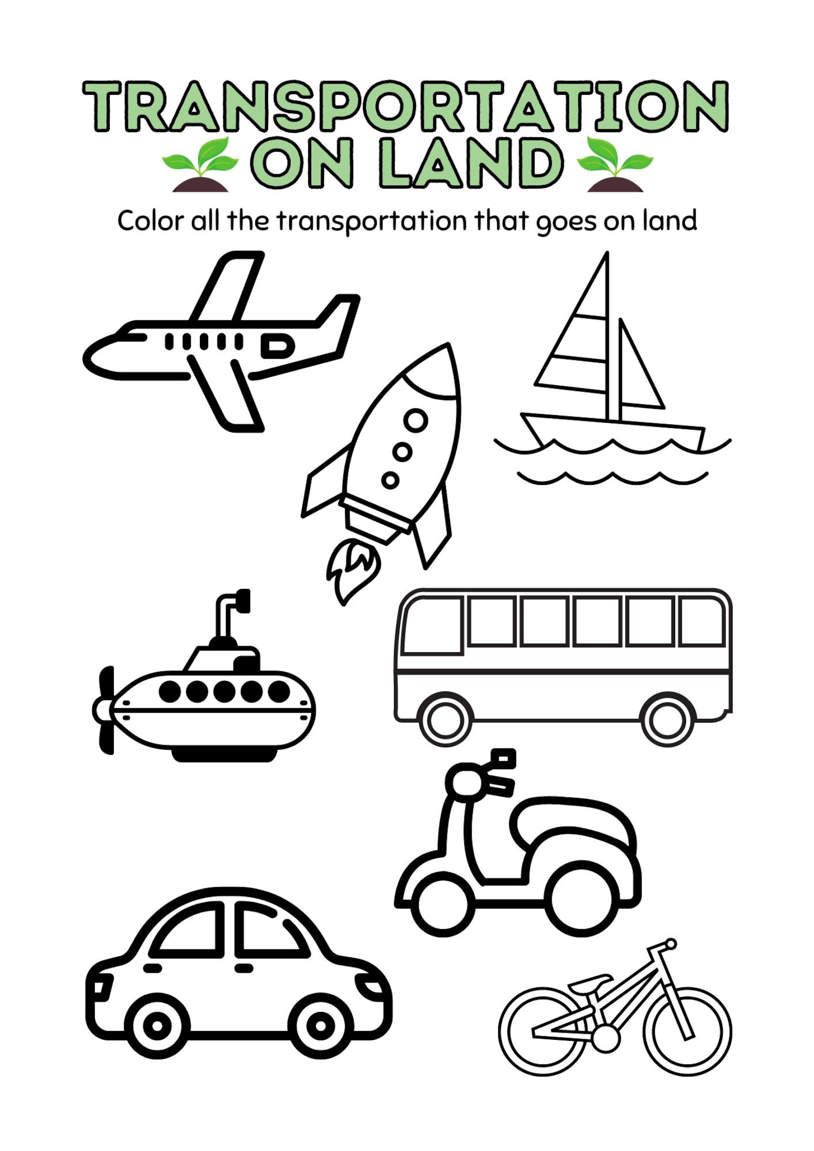 Transportation Color Activity | Cars | Transportation on Water ...