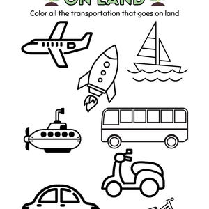 Transportation Color Activity | Cars | Transportation on Water ...