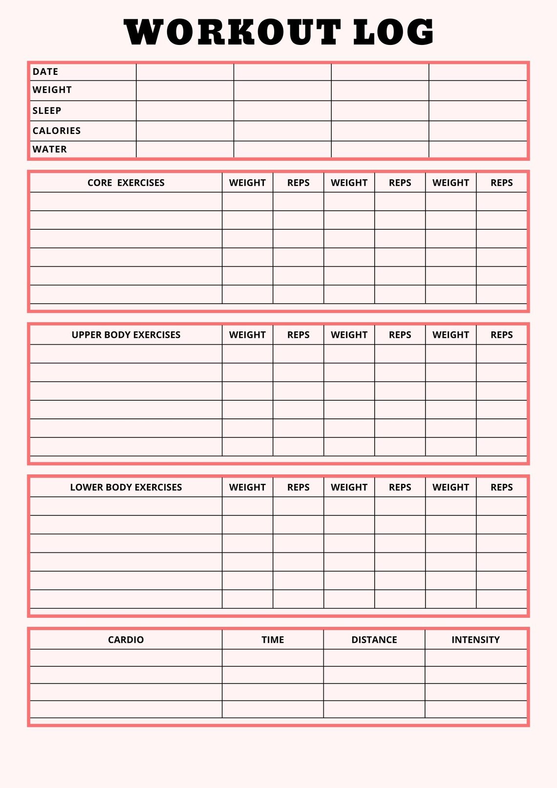 Workout Log Planner | Workout Schedule | Fitness Plan - Etsy