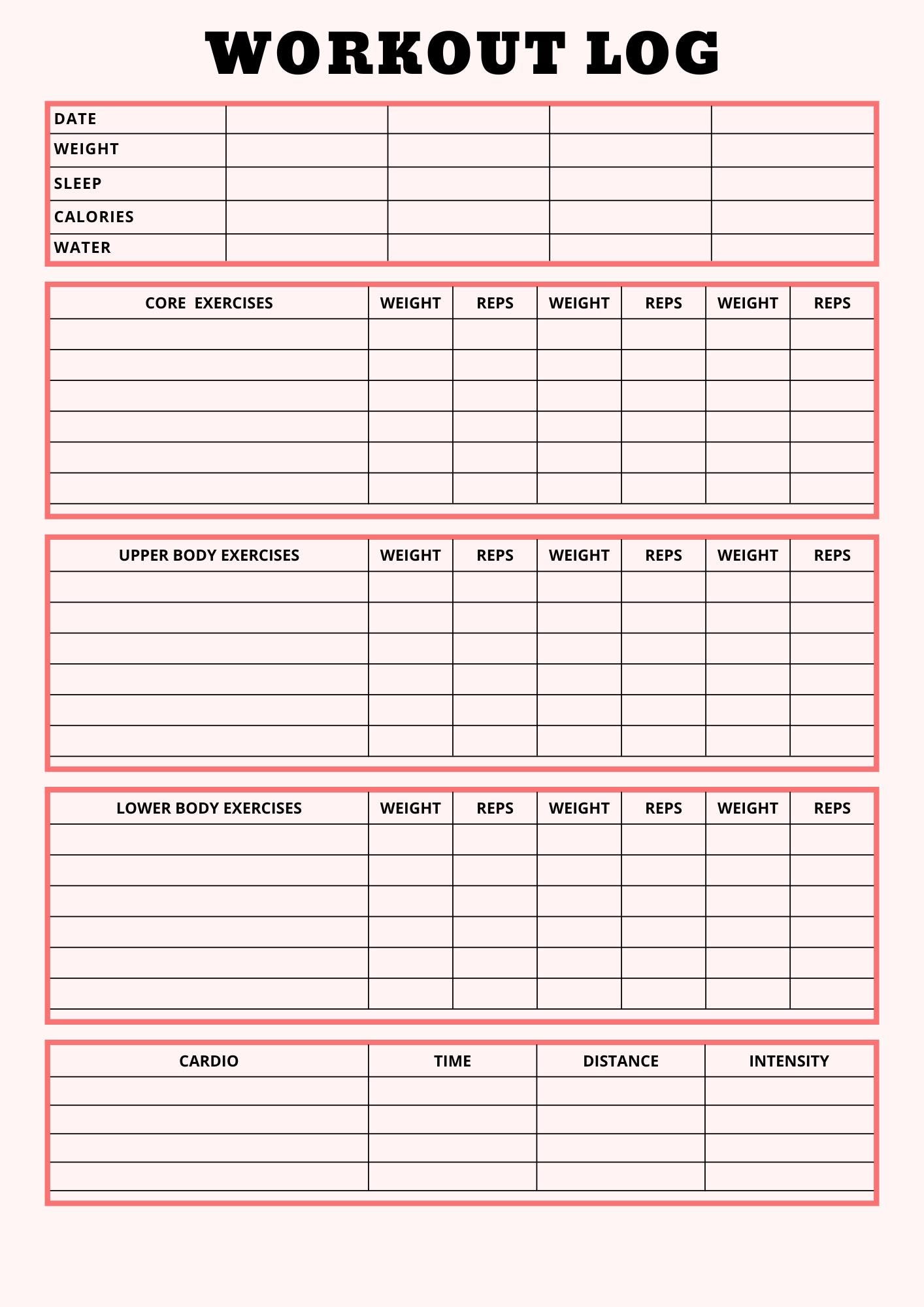 Workout Log Planner | Workout Schedule | Fitness Plan - Etsy