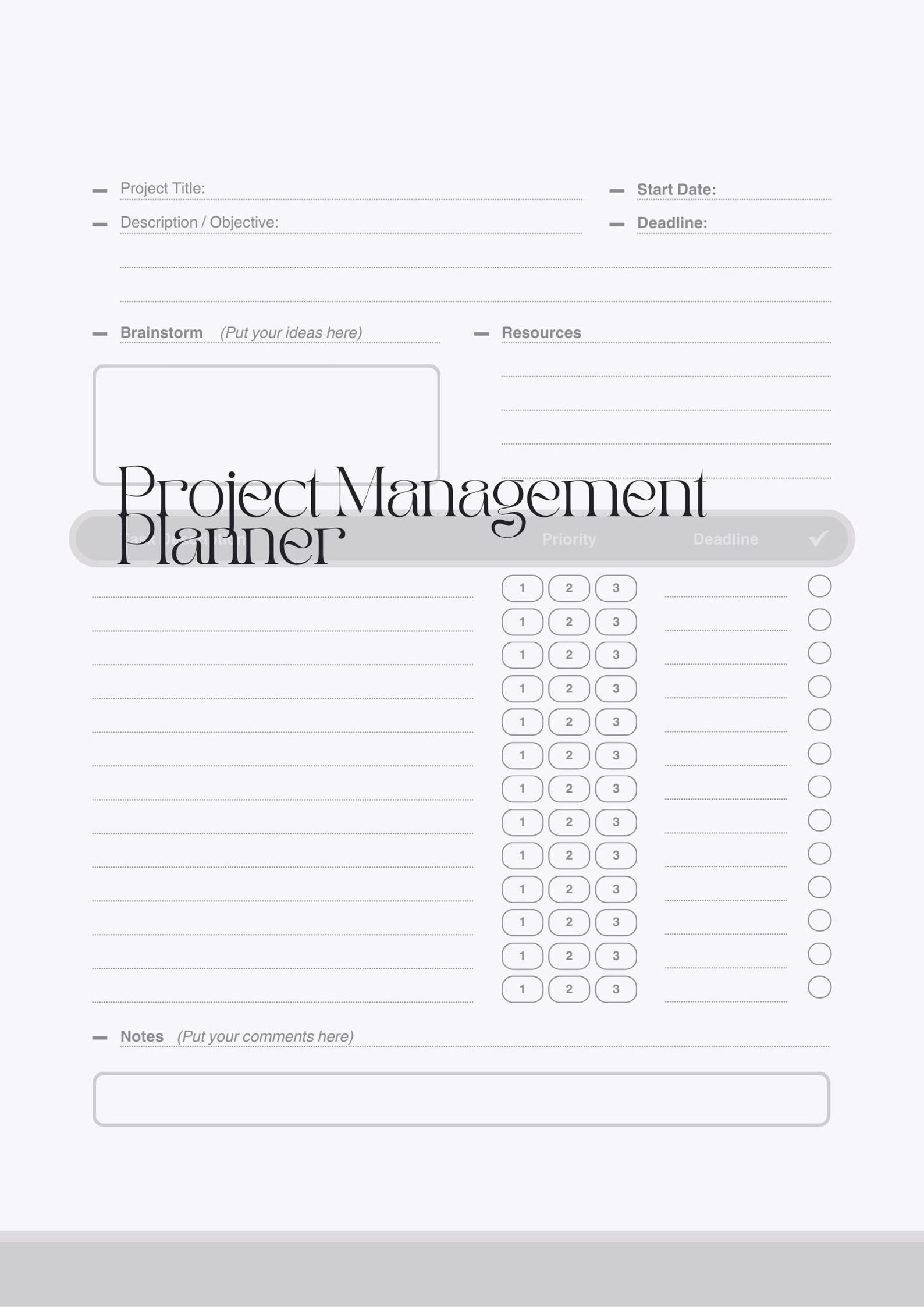 Dfy/done for You Project Management Planner / Project Organization ...