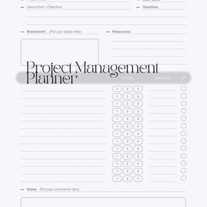 Project Management Planner / Project Organization Planner / Project ...