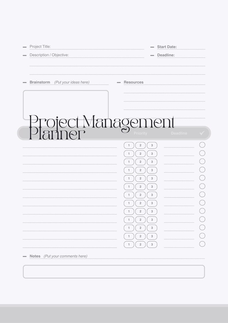 Dfy/done for You Project Management Planner / Project Organization ...