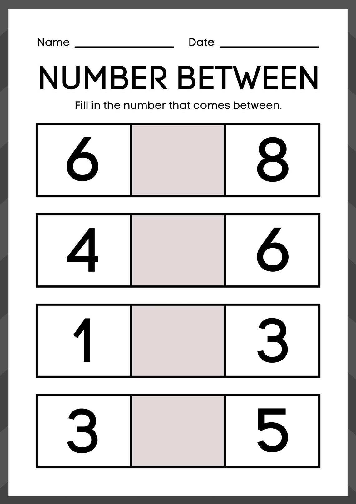 Number Between Activity Worksheet for Kids | Numbers | Counting ...