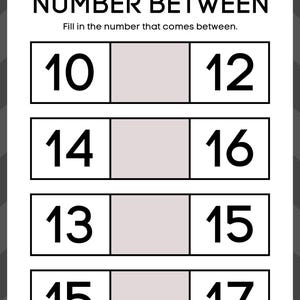 Number Between Activity Worksheet for Kids | Numbers | Counting ...
