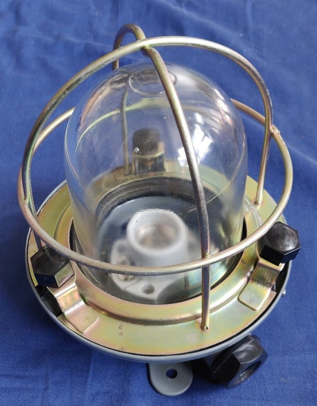 Steel Bodied, Brass Caged Ship Light Bulkhead, Ceiling or Small Pendant ...