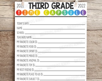 2nd Grade Time Capsule - Etsy