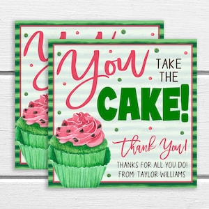 Cupcake Gift Tag, You Take the Cake, Watermelon School Teacher Staff ...