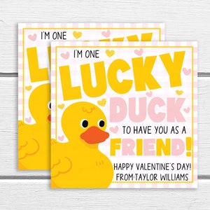 Rubber Duck Gift Tag, Editable Valentine Daycare Preschool School Early ...