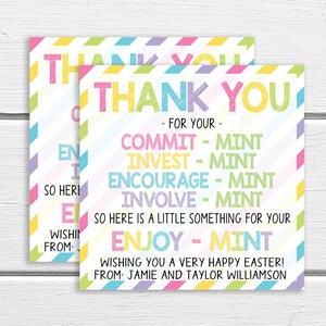 Easter Mint Tags, Thank You Labels, Mint Candy Gift Tags, Easter ...