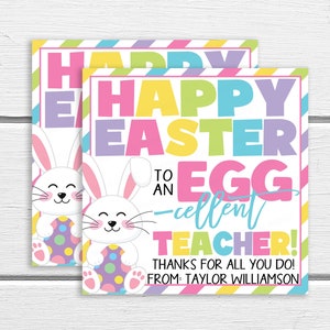 Easter Teacher Gift Tag, Thank You Label, Happy Easter to an Egg ...