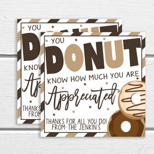 Donut Appreciation Gift Tag, Editable Donut Know How Much You Are ...