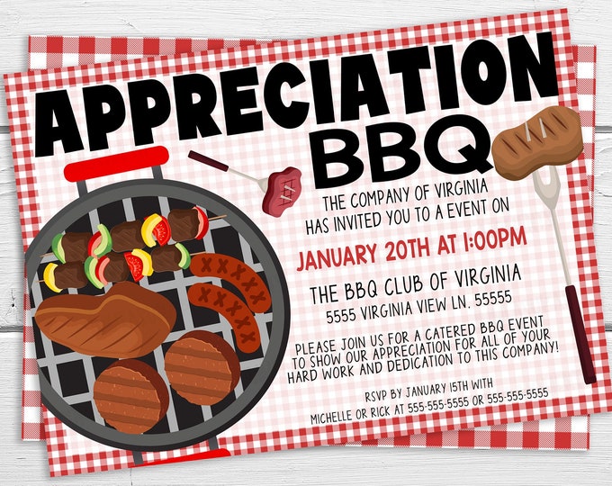 Appreciation BBQ Invitation Editable Lunch Dinner Staff - Etsy
