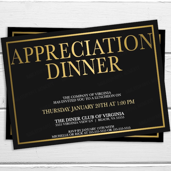 Appreciation Dinner Invitation - Etsy
