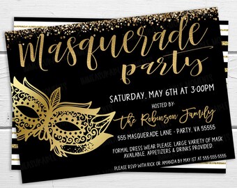 Masquerade Mask Party Invitation - Etsy