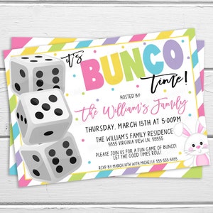 Easter Bunco Night Invitation Flyer, Editable Spring Bunco Dice Party ...