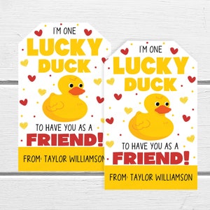 Rubber Duck Gift Tag, Editable Valentine Daycare Preschool School Early ...