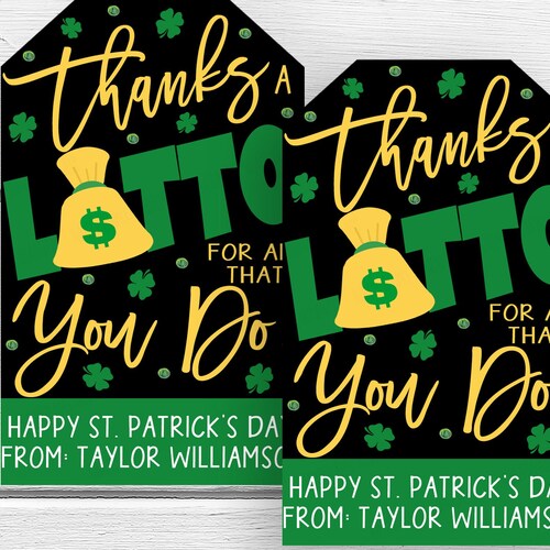 Printable/editable Thanks a Lotto for All You Do Lottery - Etsy