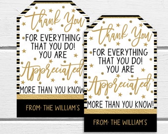 Thank You Gift Tags, Teacher Staff Employee Nurse Volunteer Staff ...