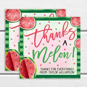 Watermelon Gift Tags, Thanks A Melon, Appreciation Gift Tag, Birthday ...