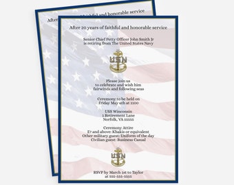Editable E8 Senior Chief Retirement Invitation DIY US Navy | Etsy