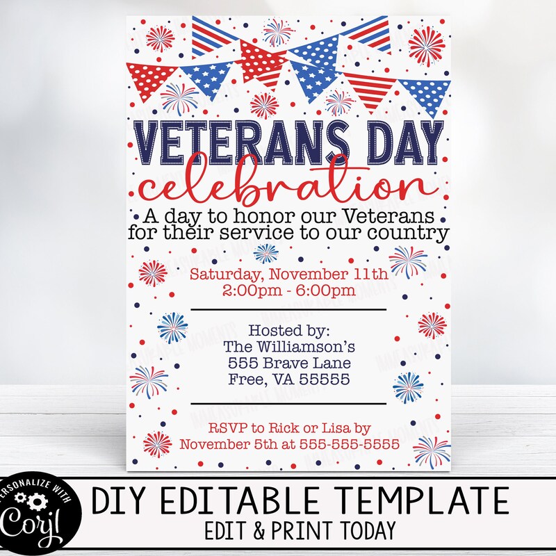 Veterans Day Invitations - Etsy