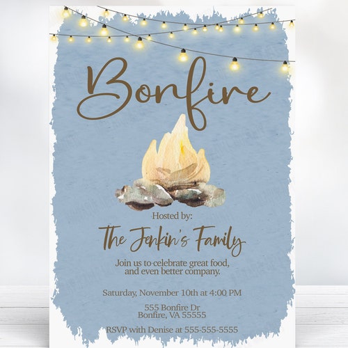 Bonfire Birthday Party Invitation Instant Download Editable - Etsy