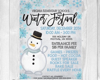 Editable Winter Festival Community Market Flyer/invitation Printable ...