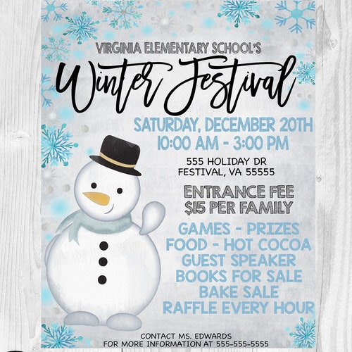 Editable Winter Festival Flyer Instant Download Holiday - Etsy