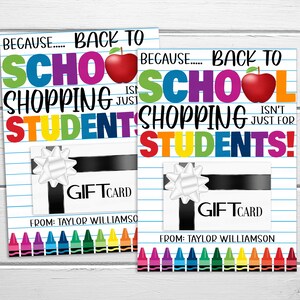 Back to School Teacher Staff Gift Card Holder, Printable School ...