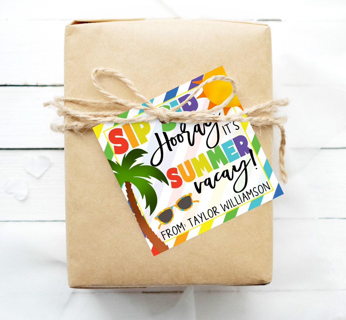 Sip Sip Hooray Summer Vacay Teacher Gift Thank You Tag - Etsy